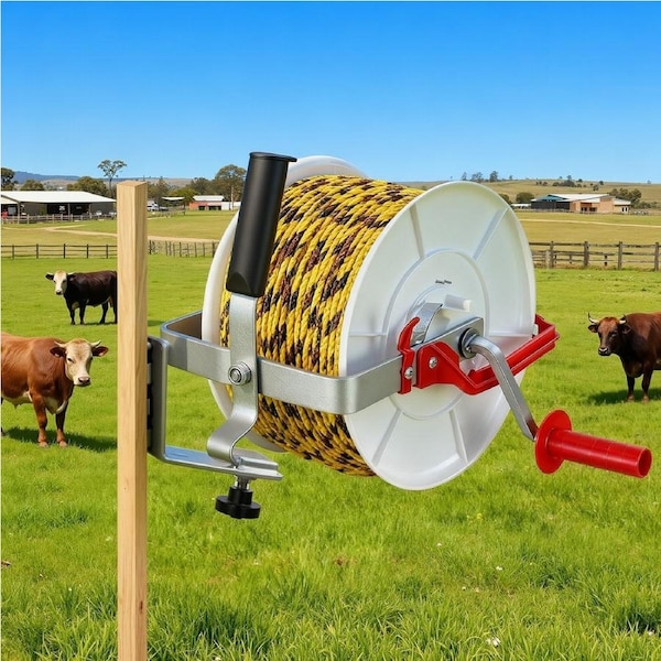 Giantz Electric Fence Reel Geared Portable Polywire Fencing Farm White ...