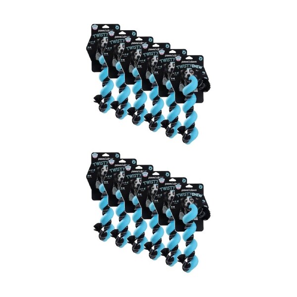 12PK Paws and Claws Twisty Chew Baton Toy 27x5x5cm Woven Rope Assorted ...