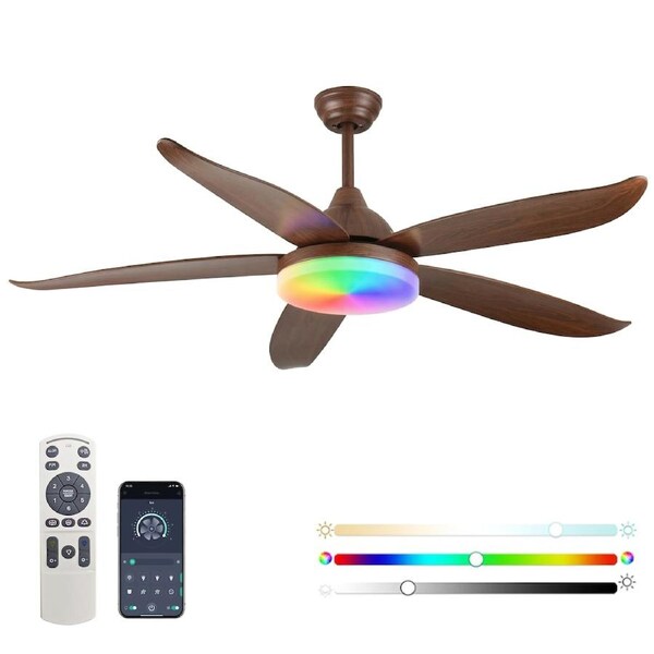 Advwin 52" Ceiling Fans with RGB Light, Cooling Fans with 6 Speed ...