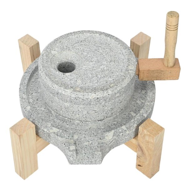 Handmade Stone Mill With Wood Stand Grind Wet Soy Milk/Decorate The ...