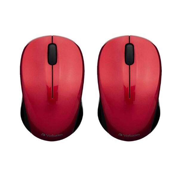 2PK VERBATIM Wireless Silent Computer/PC Blue LED 2.4Ghz Mouse Red ...