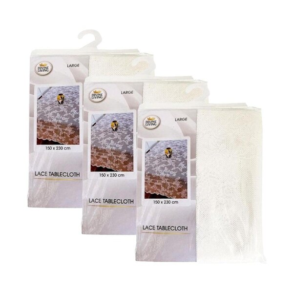 3PK Divine Living Lace Decorative Floral Design Tablecloth 150x230cm ...