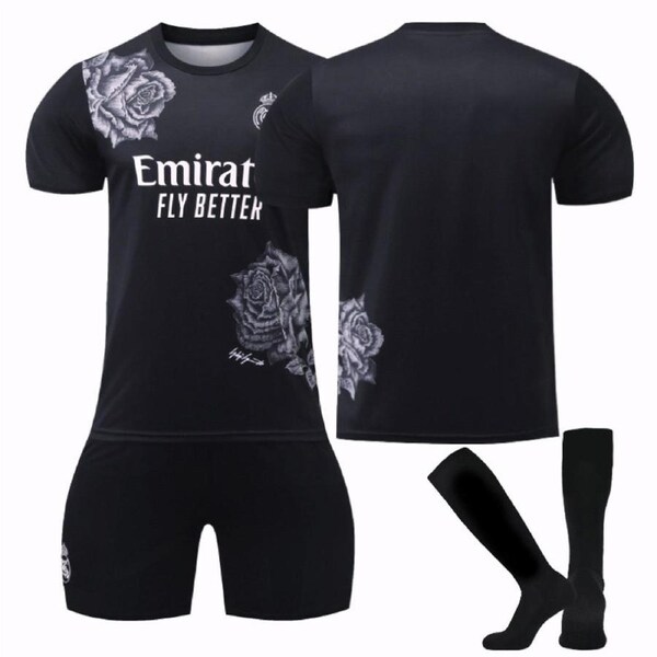 Nevenka Real Madrid CF Y3 Black Soccer Jersey Kit Football T-shirt Set ...