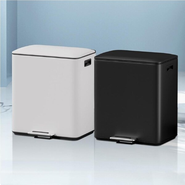 Cefito Pedal Bins Rubbish Bin Dual Compartment Waste Recycle Dustbins ...