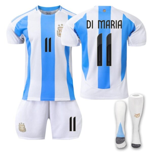 Nevenka Argentina Home DI MARIA #11 Soccer Jersey Kids Adult 3Pcs Kits ...
