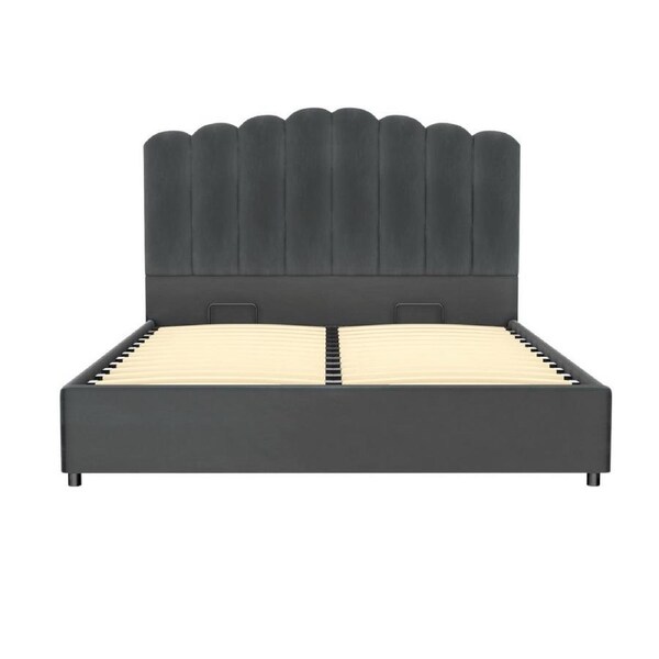 Artiss Bed Frame Double Queen King Size Velvet Grey FION Queen | Woolworths