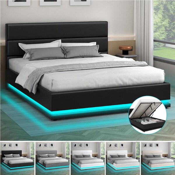 ALFORDSON Bed Frame Queen Double King Single RGB LED Gas Lift Storage ...