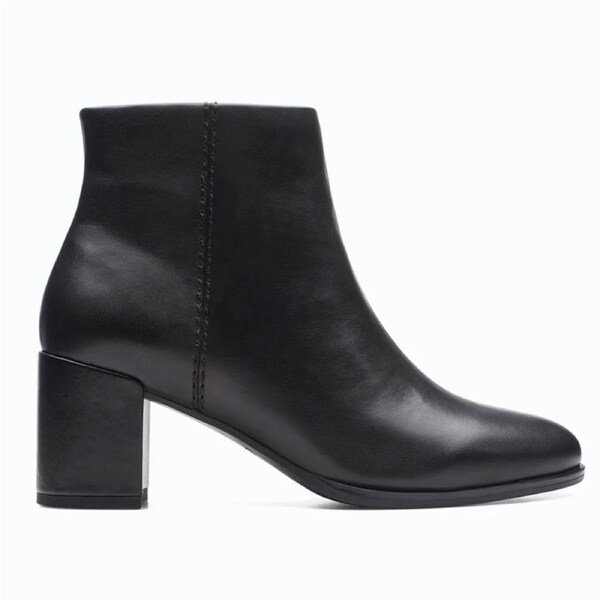 Clarks Women's Freva55 Zip Boots Black Leather (UK 4-8) UK 6 | Woolworths