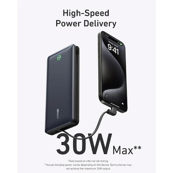 Anker Nano Power Bank 20000mAh Built-in USB-C Cable A1387H11 - Black ...