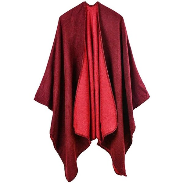 Nevenka Womens Faux Cashmere Large Shawl Warm Cape Sweater Coat-Red ...