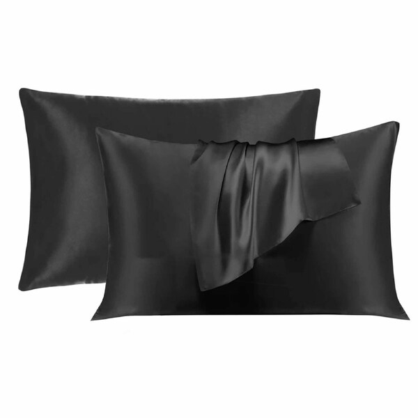 2Pcs Double-sided 22 Momme Luxury Soft Mulberry Silk Pillowcase Black ...