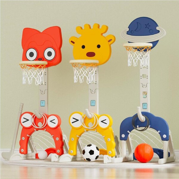 Keezi Kids Basketball Hoop Stand Adjustable Multi-in-1 Sports Activity ...