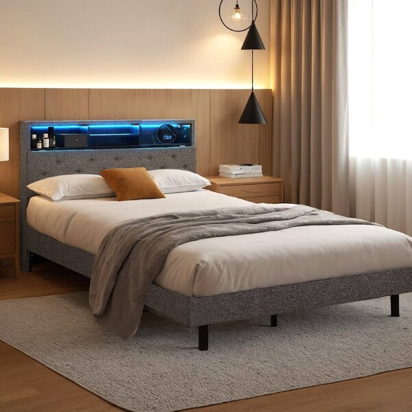 Artiss Double King Single Queen Bed Frame LED Mattress Base Storage ...