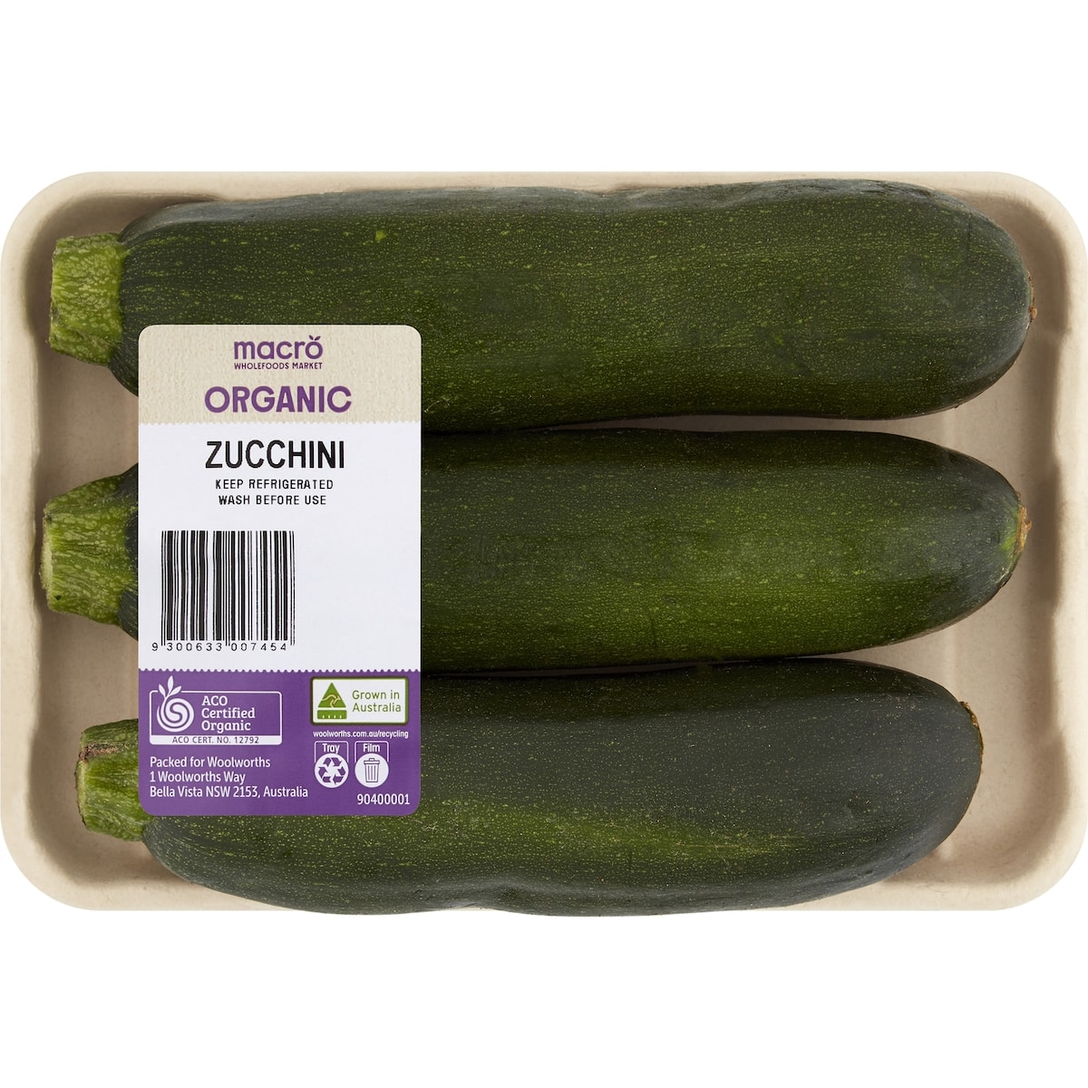 Macro Organic Green Zucchini Punnet 500g | bunch