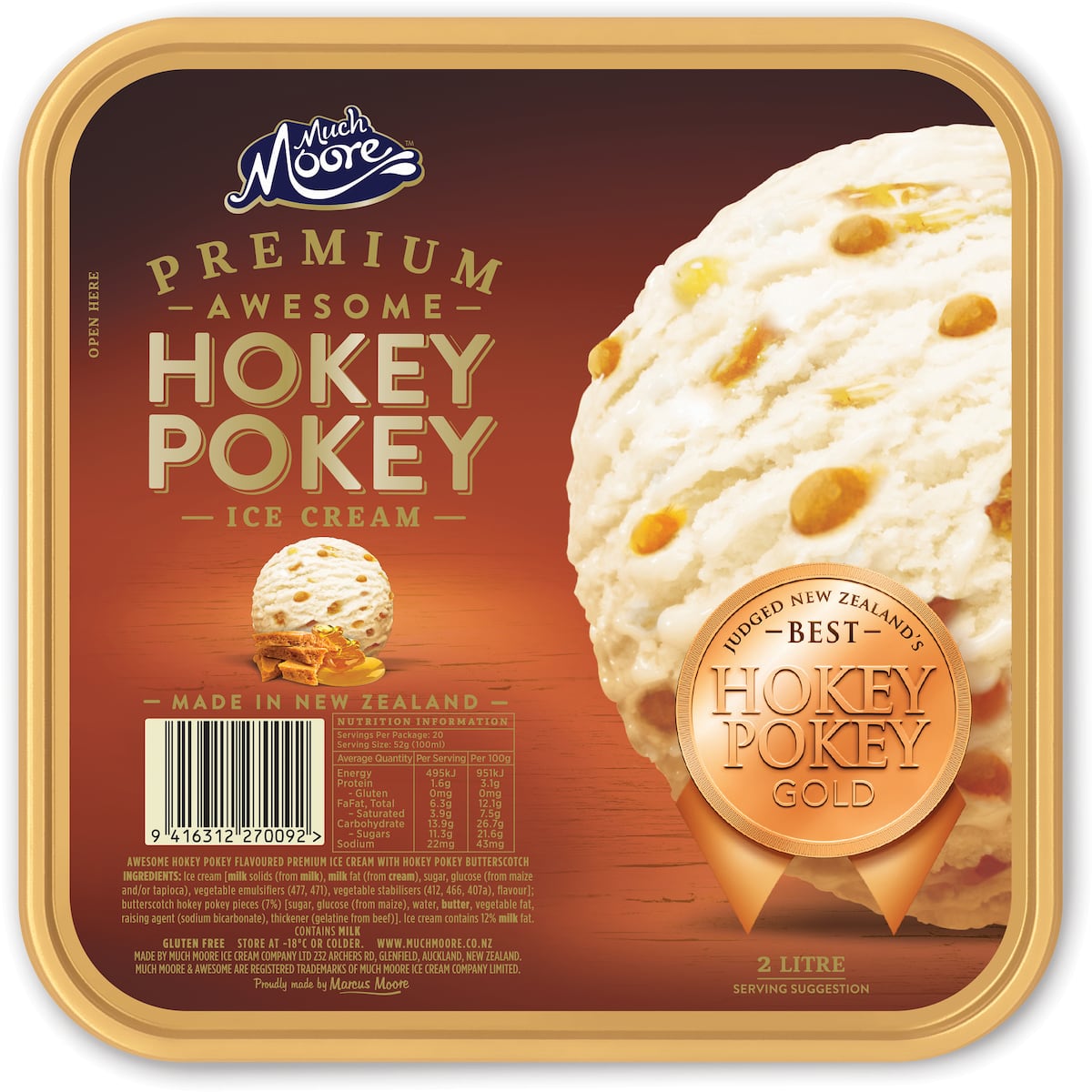 Much Moore Awesome Hokey Pokey Ice Cream Tub 2l | bunch