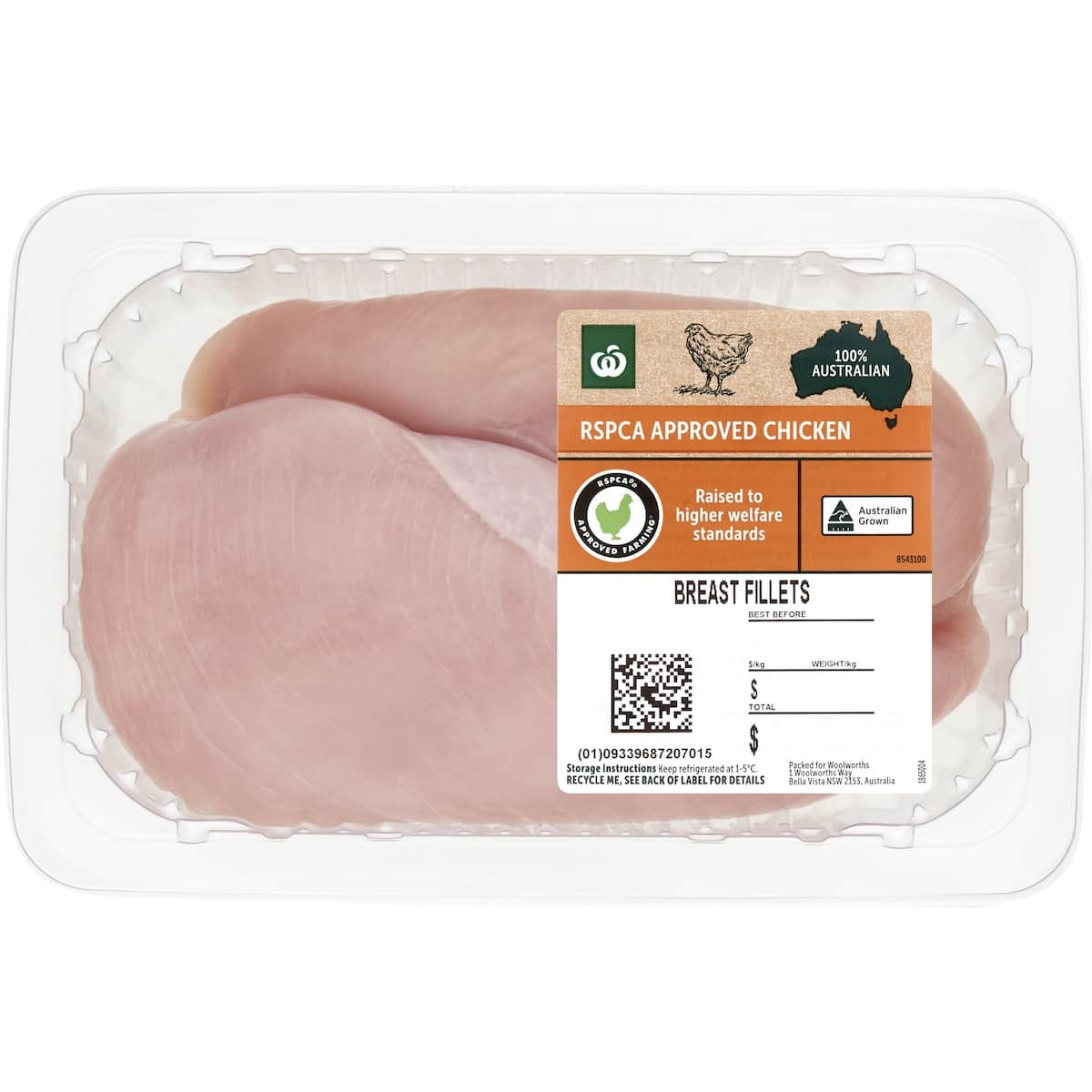 Woolworths RSPCA Approved Chicken Breast Fillet Skinless Small 459g ...