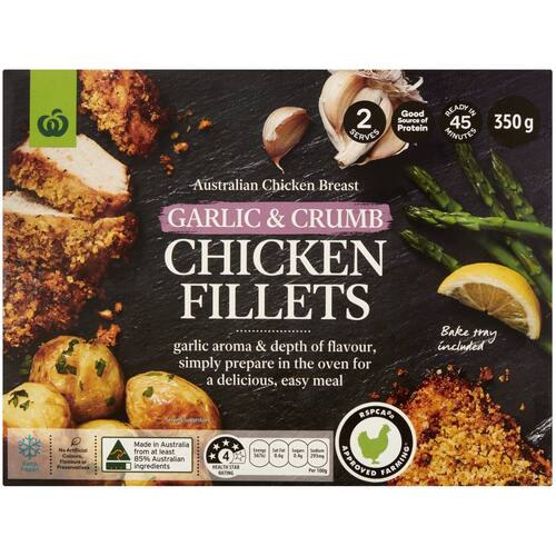 Woolworths Chicken Breast Fillets Garlic and Crumb 350g | bunch
