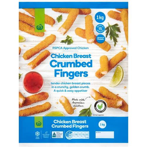 Woolworths Crumbed Chicken Breast Fingers 1kg | bunch