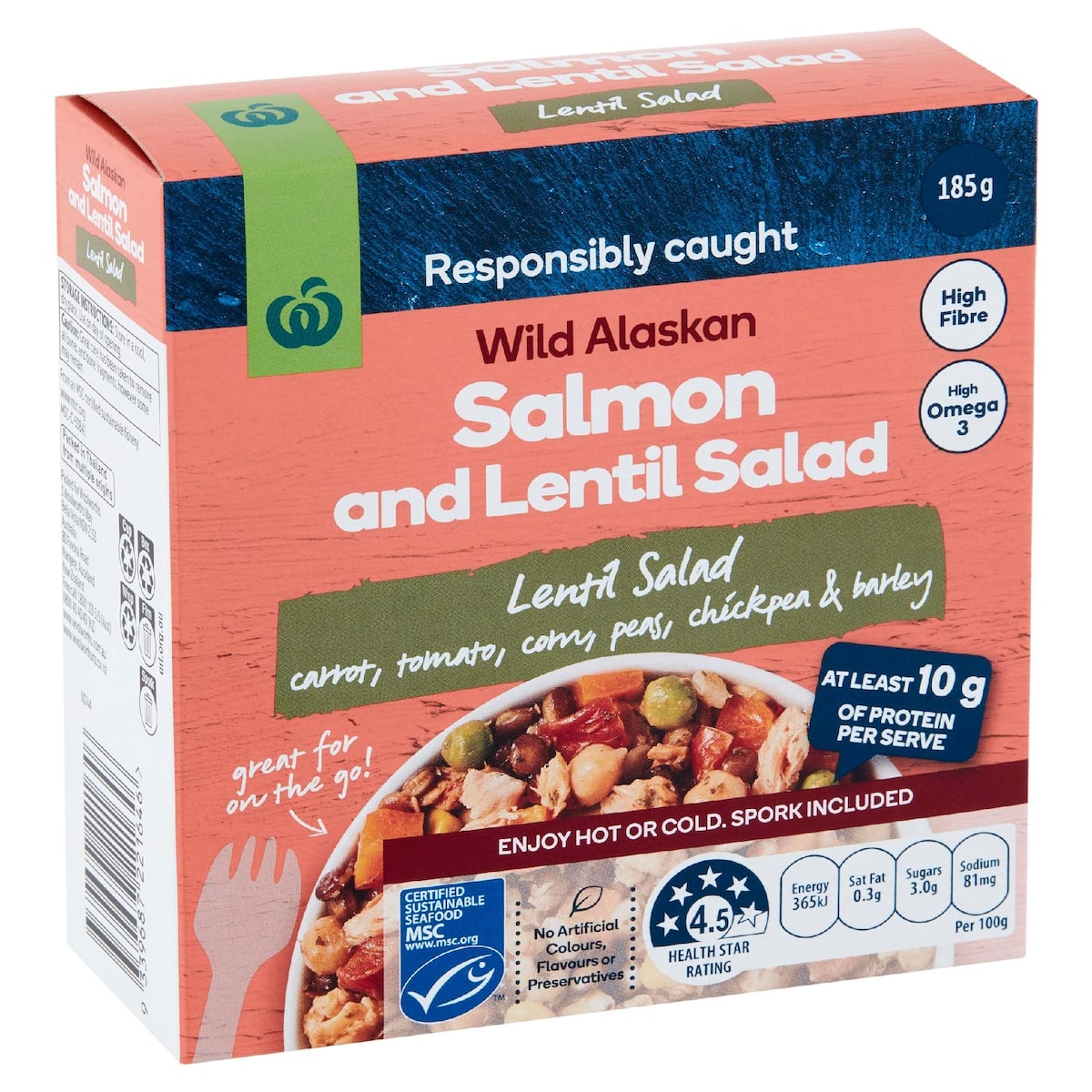 Woolworths Wild Alaskan Salmon and Lentil Salad 185g | bunch