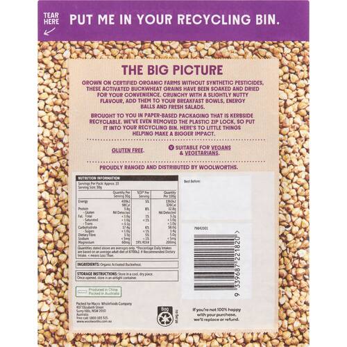 Macro Certified Organic Activated Buckwheat 400g | bunch