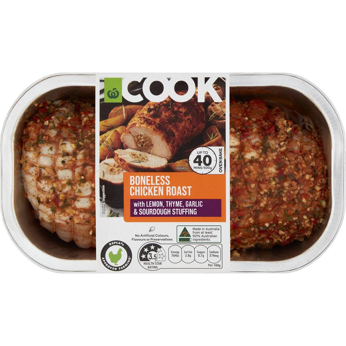 Woolworths Cook Boneless Chicken With Lemon Thyme and Sourdough 800g ...