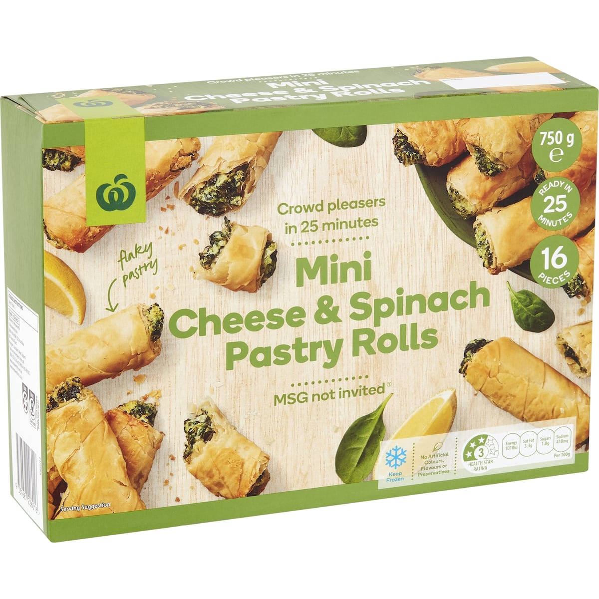 Woolworths Mini Cheese and Spinach Pastry Rolls 16 Pack | bunch