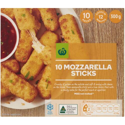 Woolworths Mozzarella Sticks 10 Pack | bunch