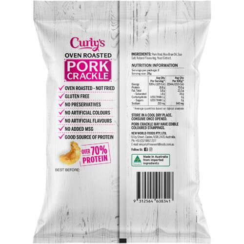 Curly's Oven Roasted Pork Crackle Lightly Salted 50g | bunch