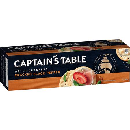 Get Captain's Table Cracked Black Pepper Water Crackers 125g delivered to your doorsteps in ...