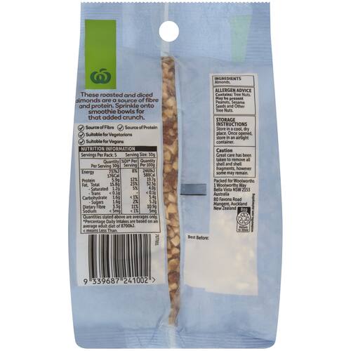Woolworths Roasted and Diced Almonds 150g | bunch