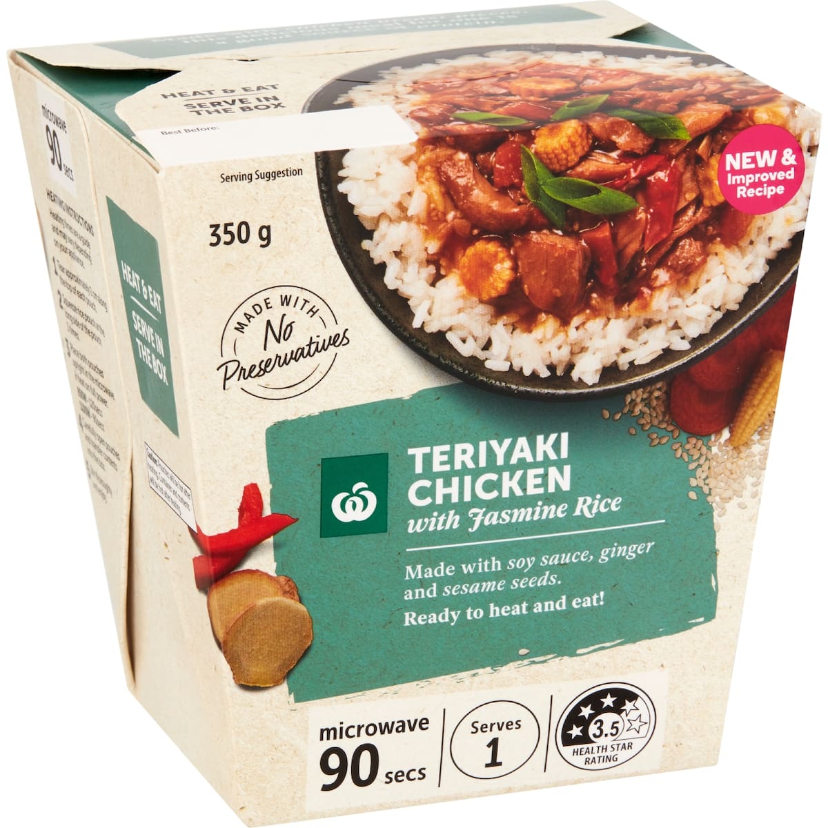 Woolworths Ready to Eat Meal Teriyaki Chicken With Rice 350g | bunch