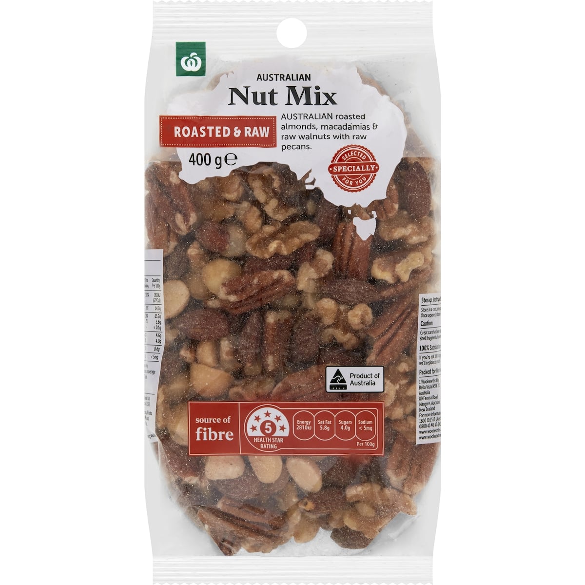 Woolworths Australian Nut Mix Roasted and Raw 400g | bunch