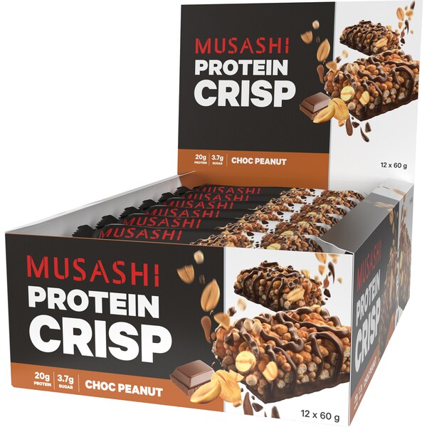 Musashi Crisp Protein Bar Chocolate Peanut, 60g | Woolworths