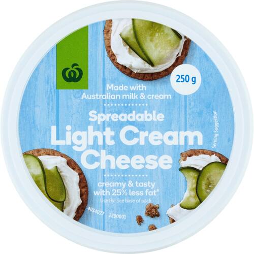 Woolworths Spreadable Light Cream Cheese 250g | bunch