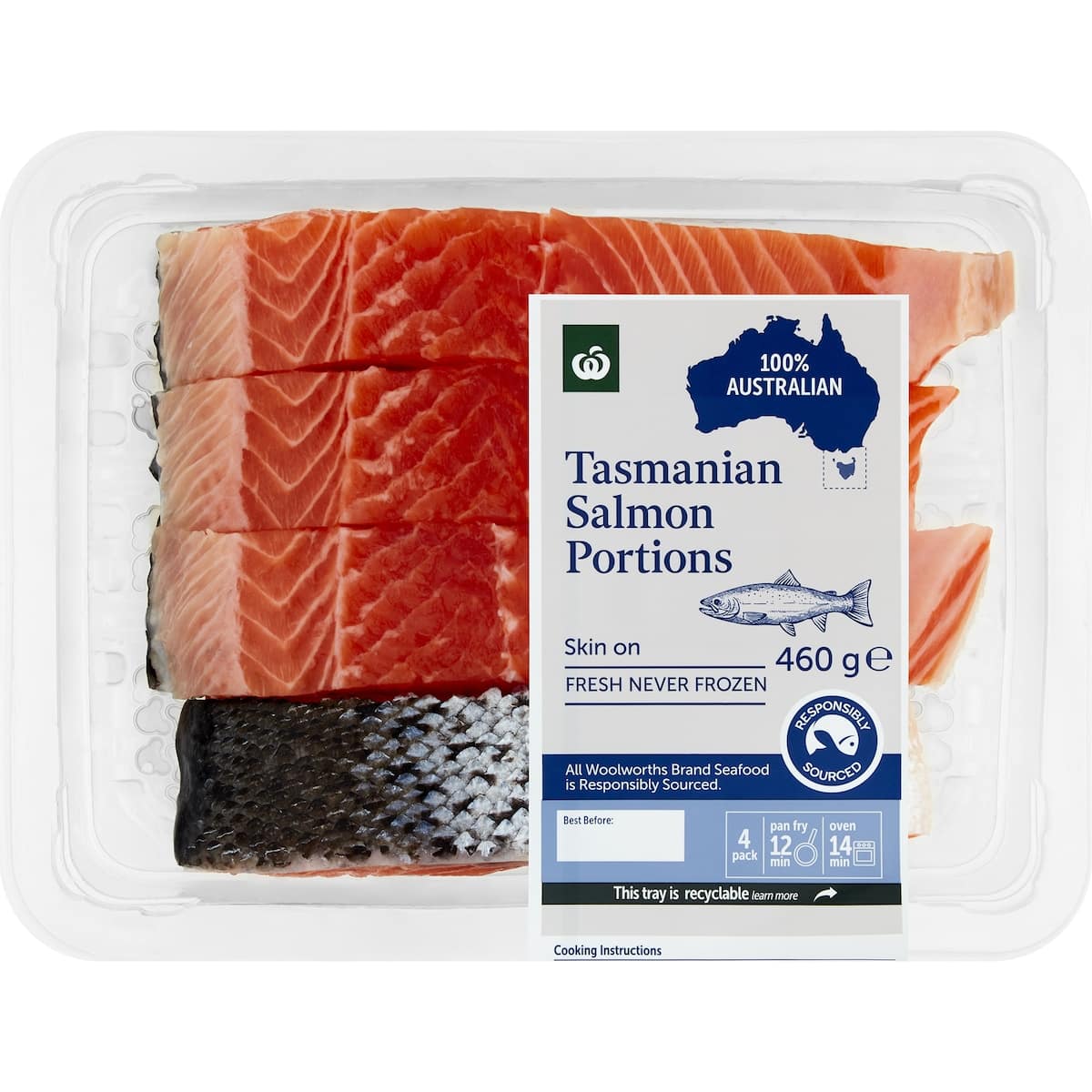 Woolworths Salmon Portions Skin On 460g | bunch