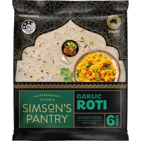 Get Simson's Pantry Authentic Roti Garlic 6 Pack delivered to your ...