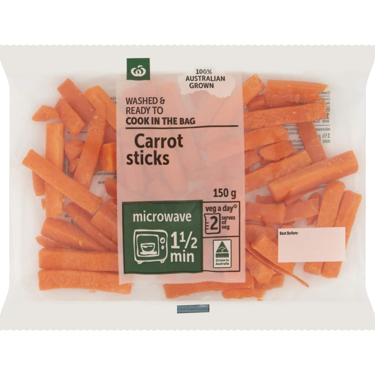 Woolworths Washed and Ready To Cook Carrot Sticks 150g | bunch