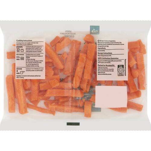 Woolworths Washed and Ready To Cook Carrot Sticks 150g | bunch