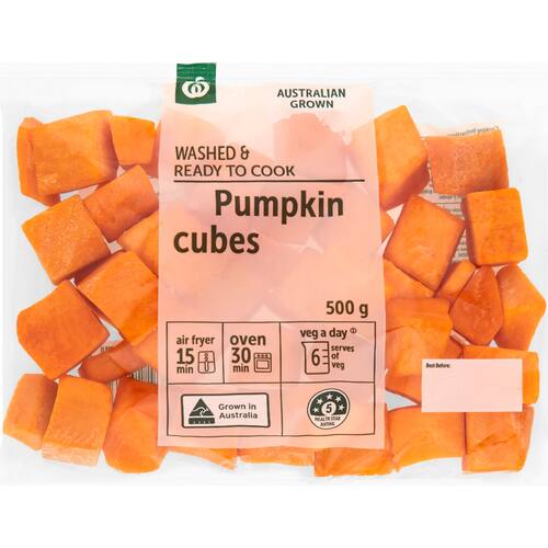 Woolworths Washed and Ready To Cook Pumpkin Cubes 500g | bunch