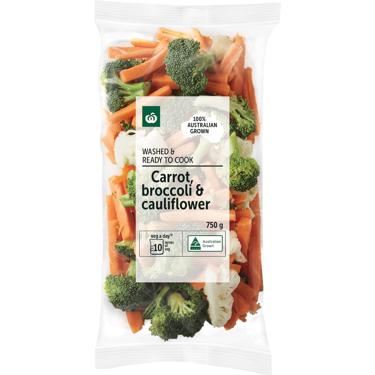 Woolworths Washed and Ready To Cook Carrot Broccoli and Cauliflower ...