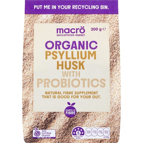 Macro Organic Psyllium Husk With Probiotics 200g | bunch