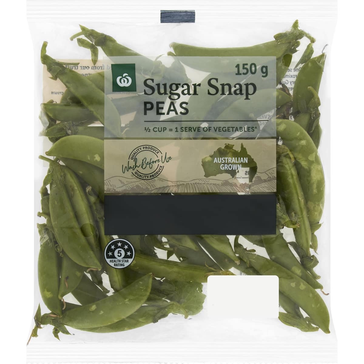 Woolworths Sugar Snap Peas 150g Bag | bunch