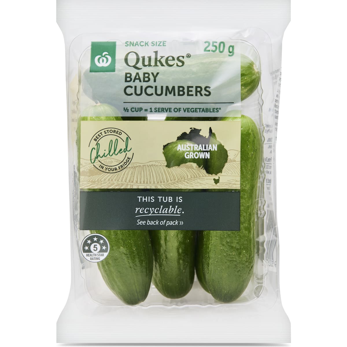 Woolworths Qukes Baby Cucumbers Punnet 250g | bunch