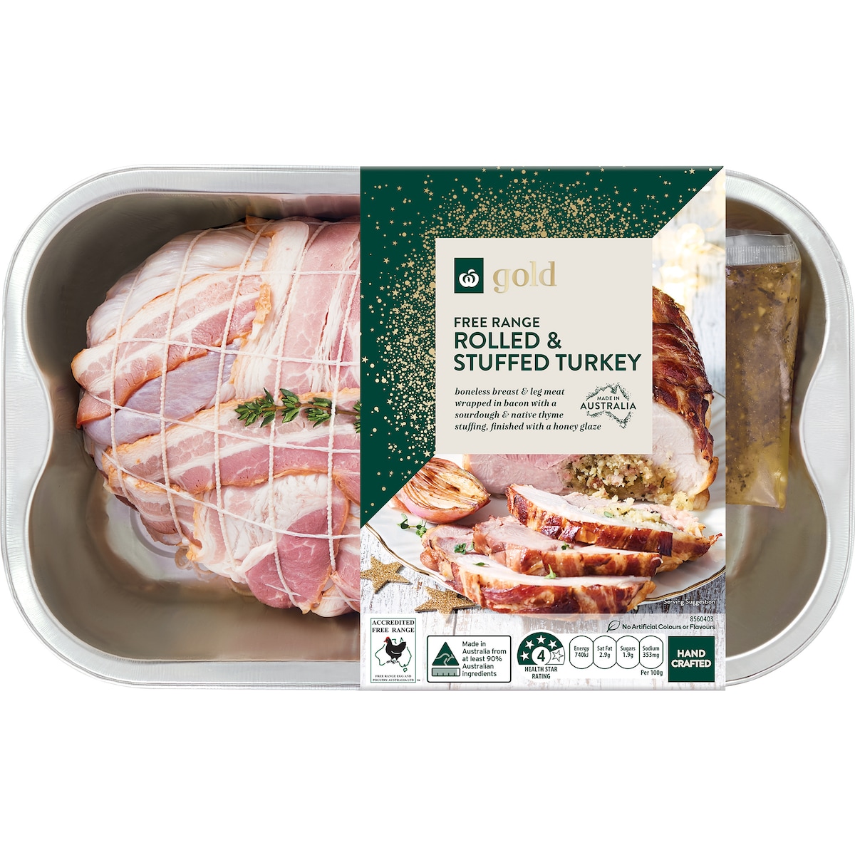 Woolworths Bacon Wrapped Boneless Turkey Breast With Stuffing+Glaze 1.2 ...