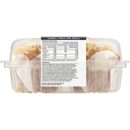 Woolworths Lemon Poppyseed Muffins 4 pack | bunch