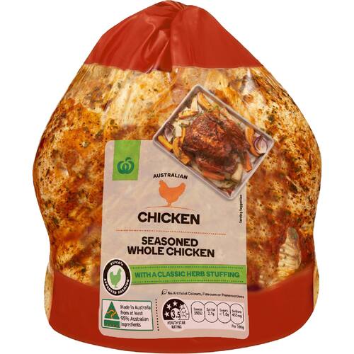 Woolworths RSPCA Approved Chicken Whole Seasoned & Marinated 1.35kg - 2 ...