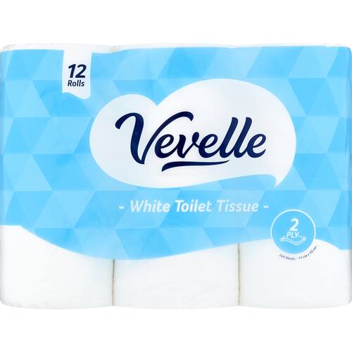 Vevelle 2 Ply White Toilet Tissue 12 Pack | bunch