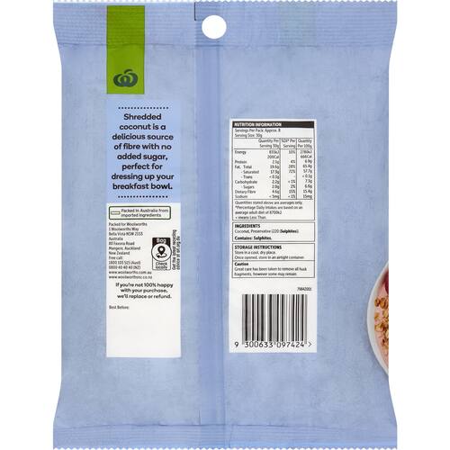 Woolworths Shredded Coconut 250g | bunch