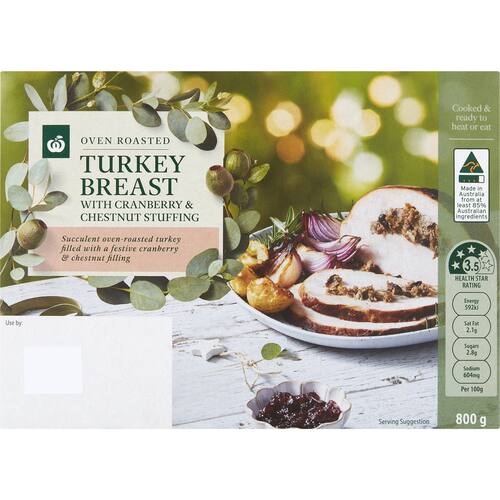 Woolworths Oven Roast Turkey Breast With Cranberry & Chestnut Stuffing ...