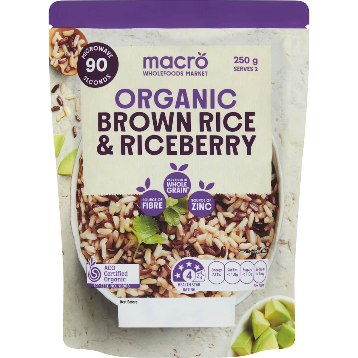 Macro Organic Brown Rice and Riceberry 250g | bunch
